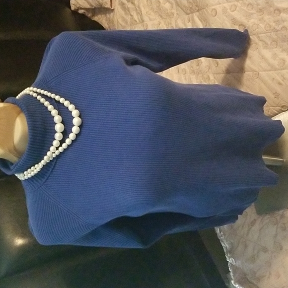 Sweaters | Pull Over Turtleneck Ribbed Blue Sweater | Poshmark